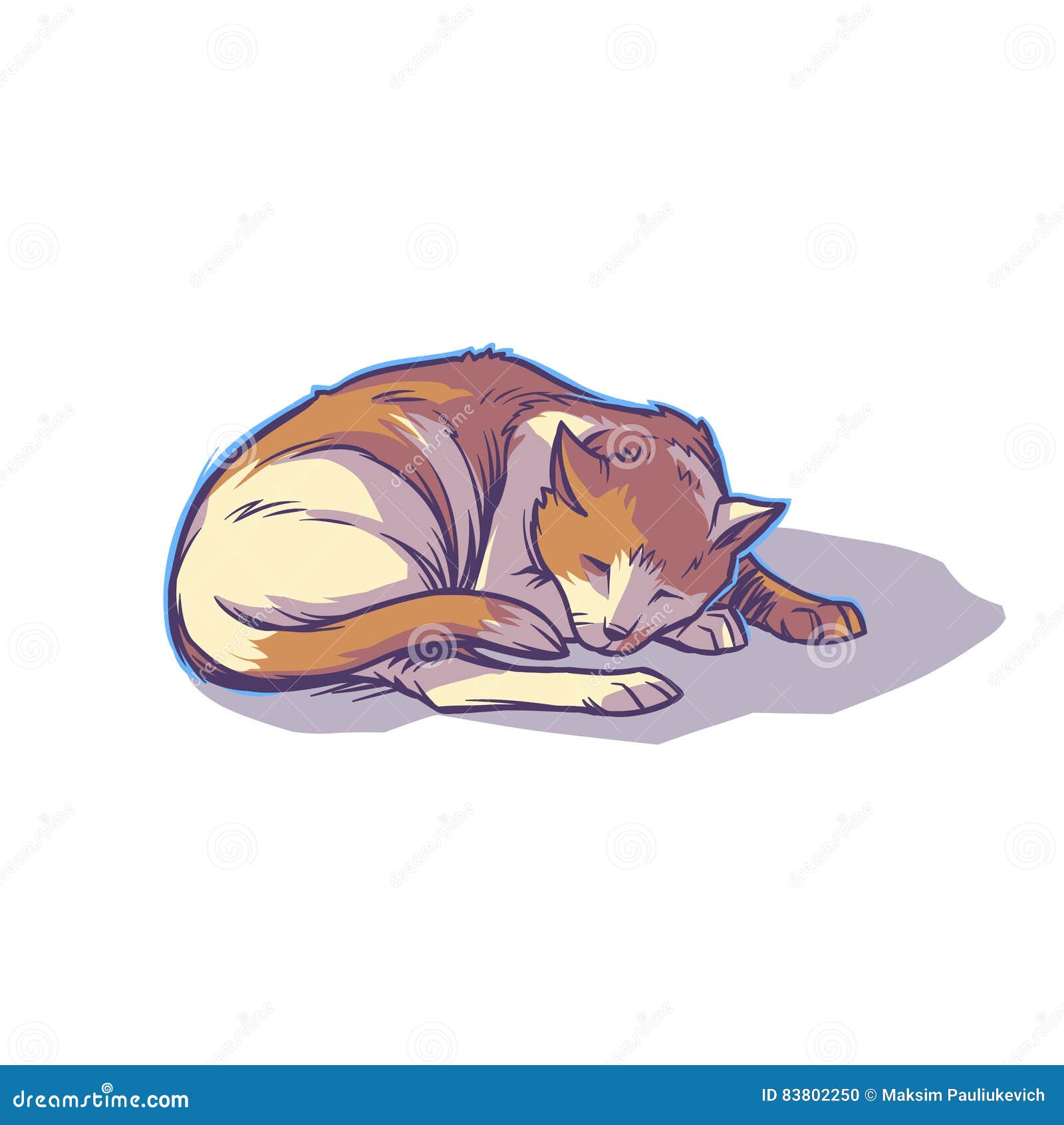 Cat Curled Up Clipart
