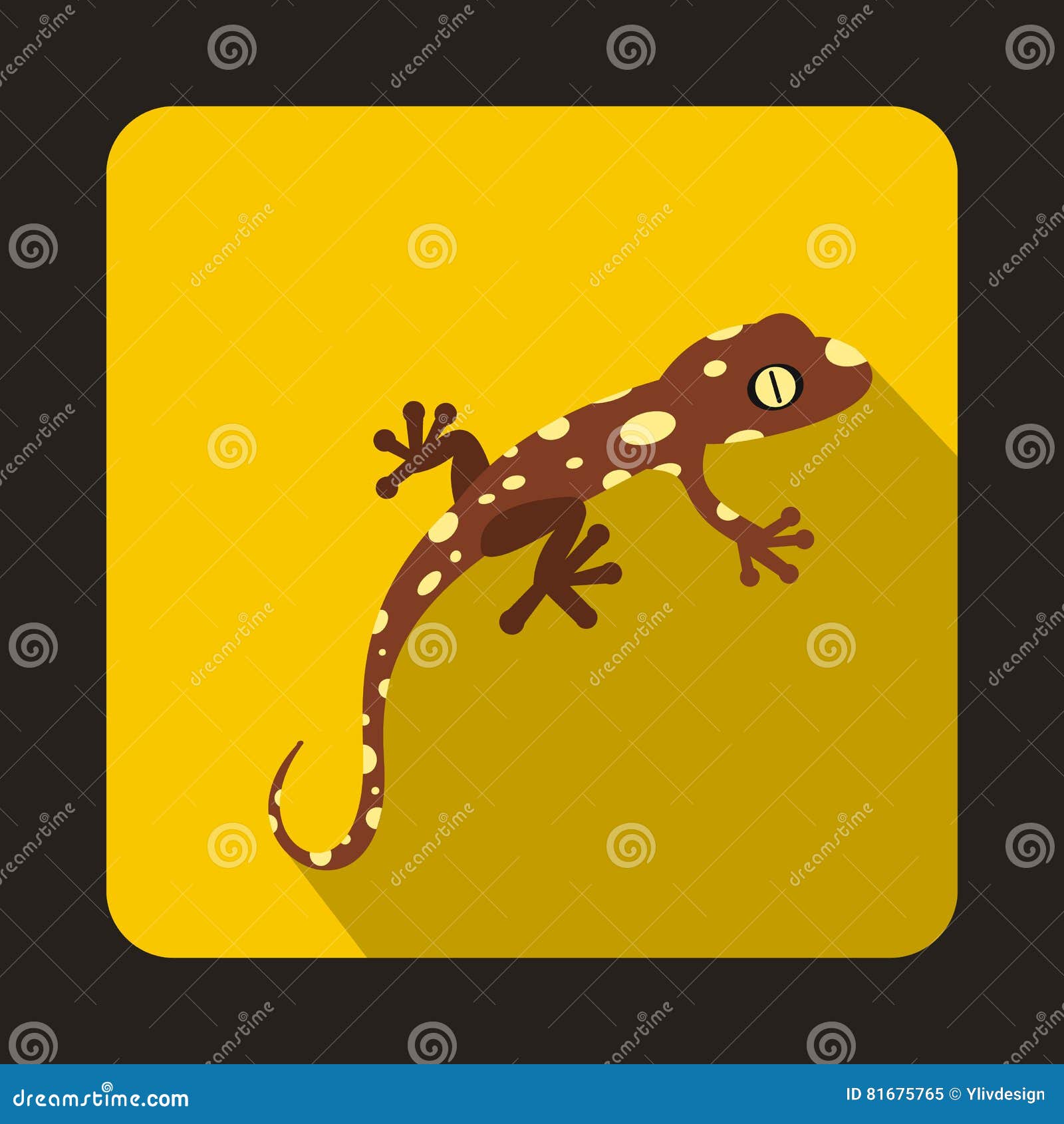 Spotted Chameleon Icon, Flat Style Stock Vector - Illustration of long ...
