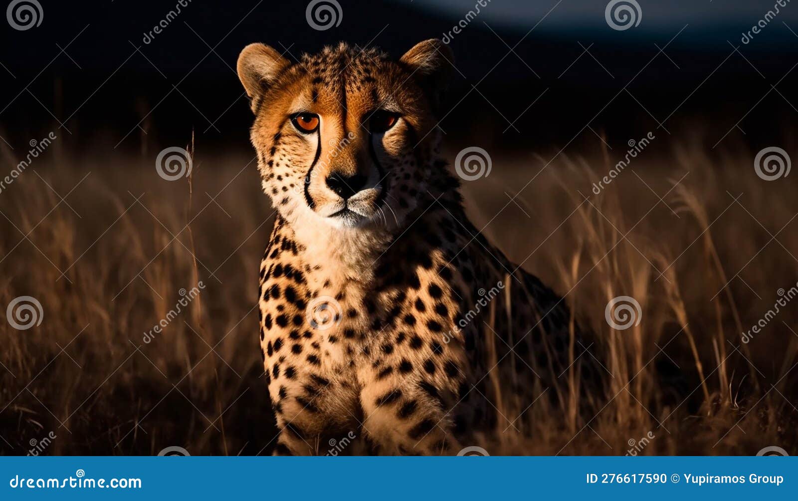 Spotted Cheetah Walking through African Savannah Grass Generated by AI ...