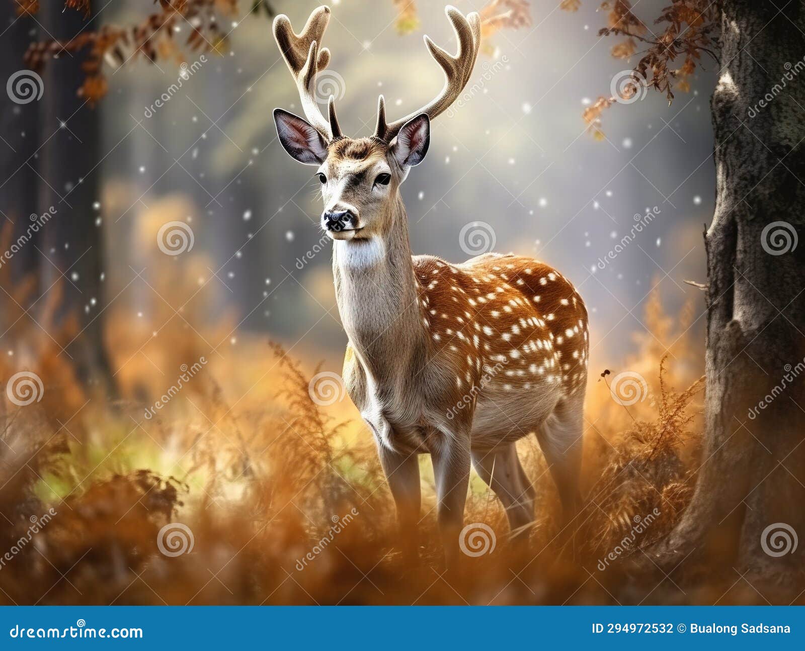 Spotted Dear on a Meadow Made with Generative AI Illustration Stock ...