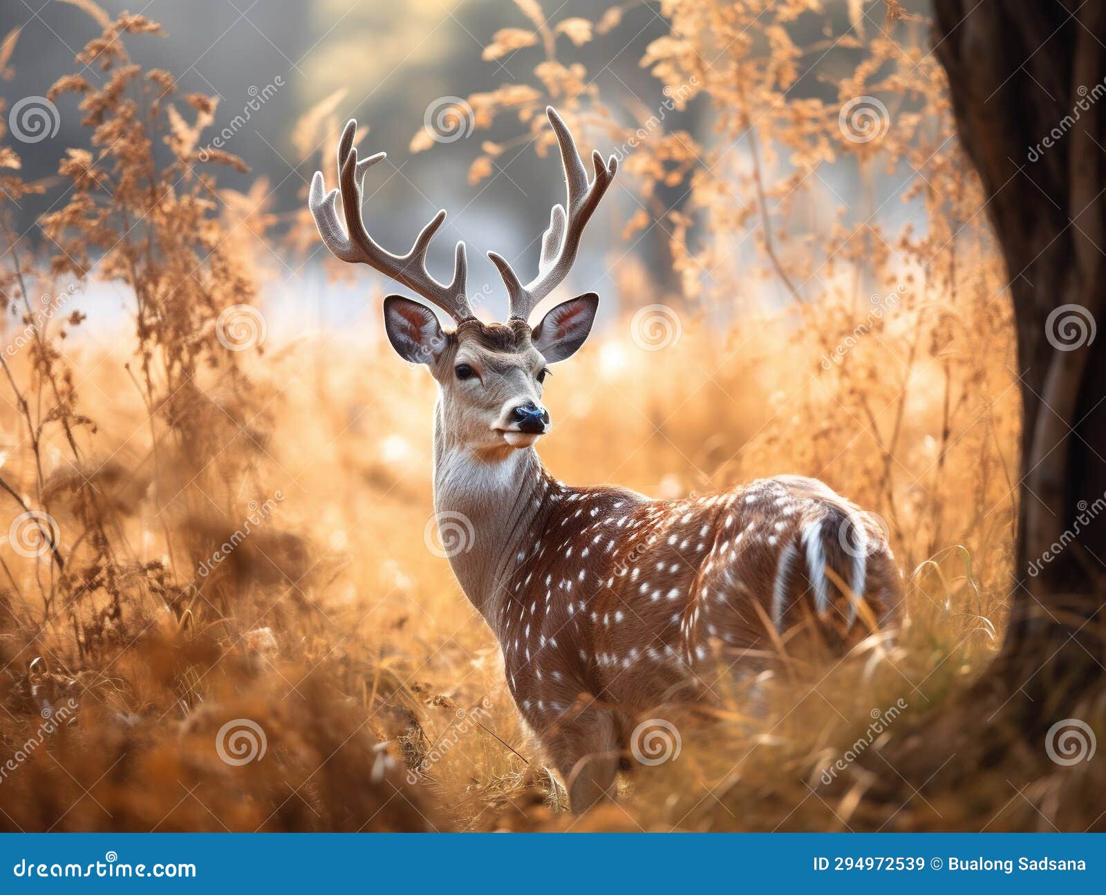 Spotted Dear on a Meadow Made with Generative AI Illustration Stock ...