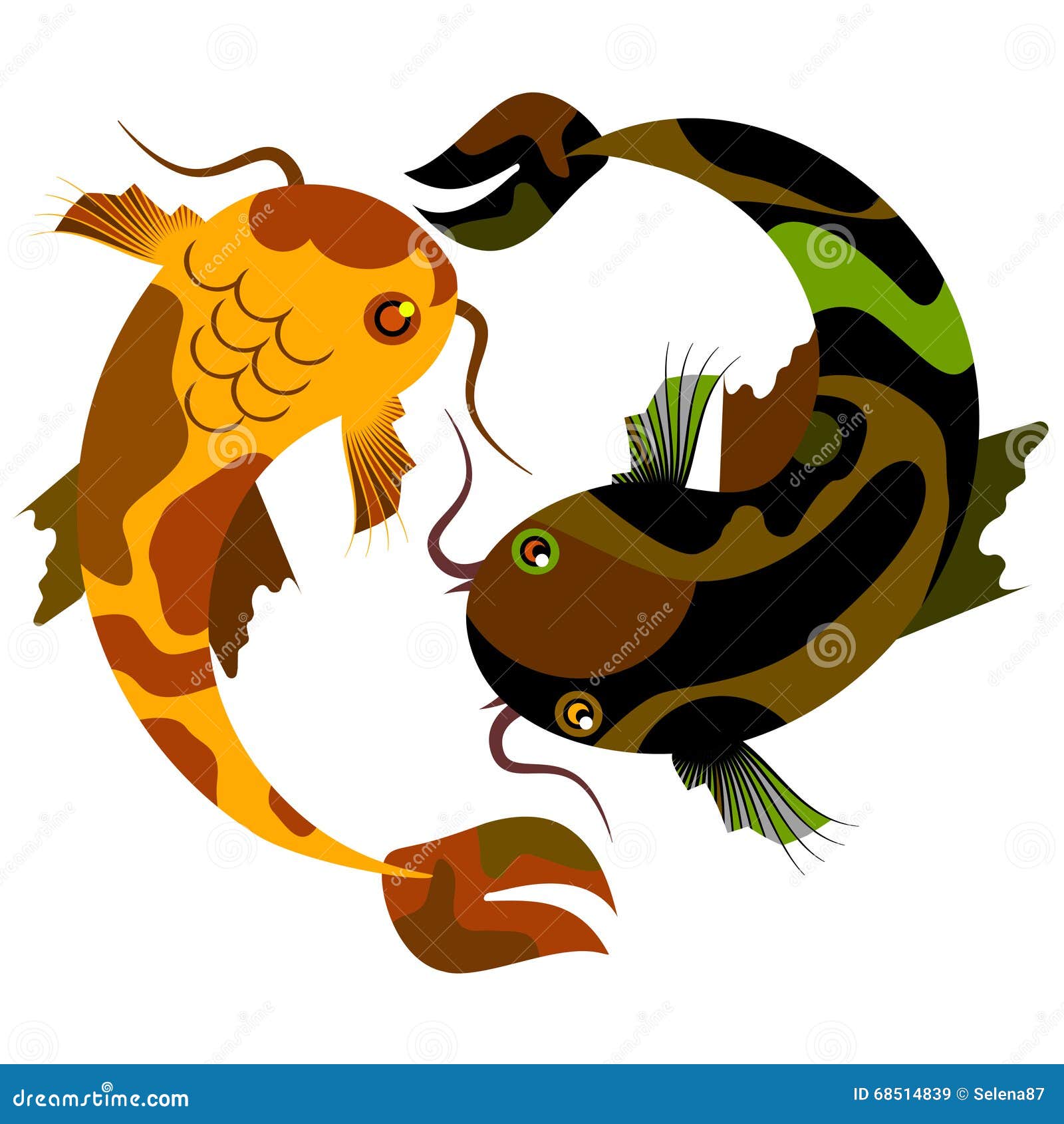Spotted Decorative Fish Dancing Underwater Stock Vector - Illustration ...