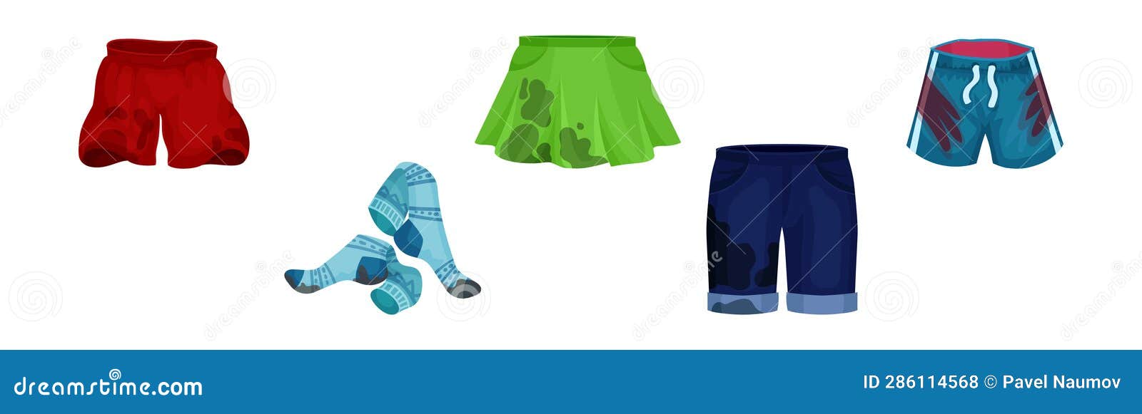 Spotted and Dirty Clothing with Stain for Laundry Vector Set Stock ...