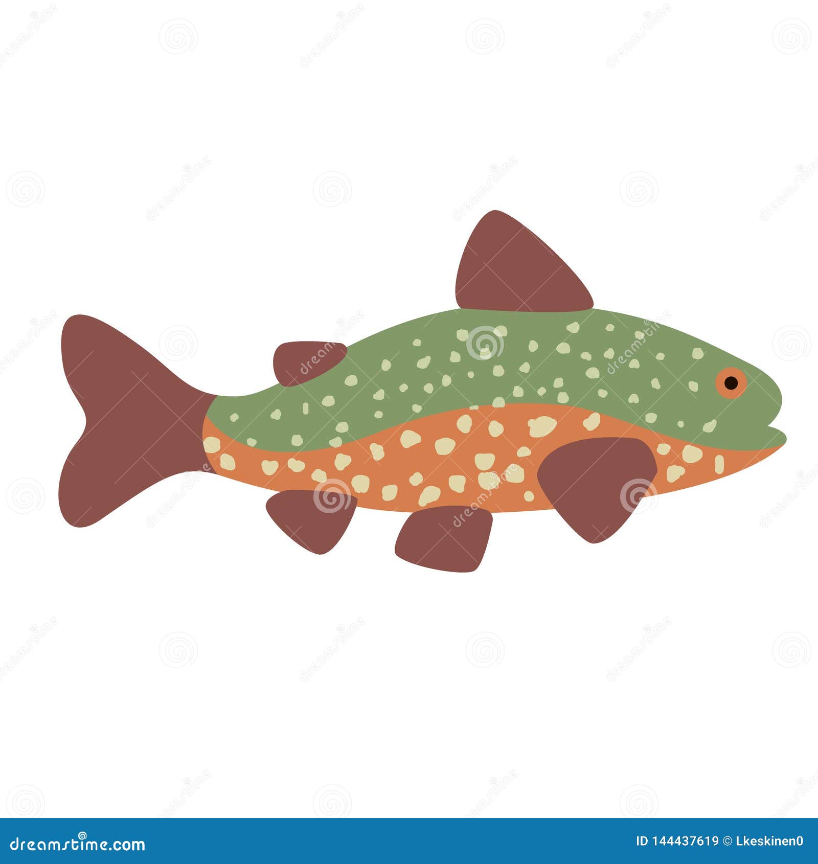 Spotted Fish Flat Illustration Stock Vector - Illustration of cute ...