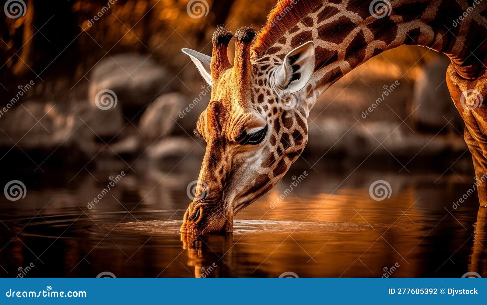 Spotted Giraffe Standing in Tranquil Savannah, Looking at Camera ...