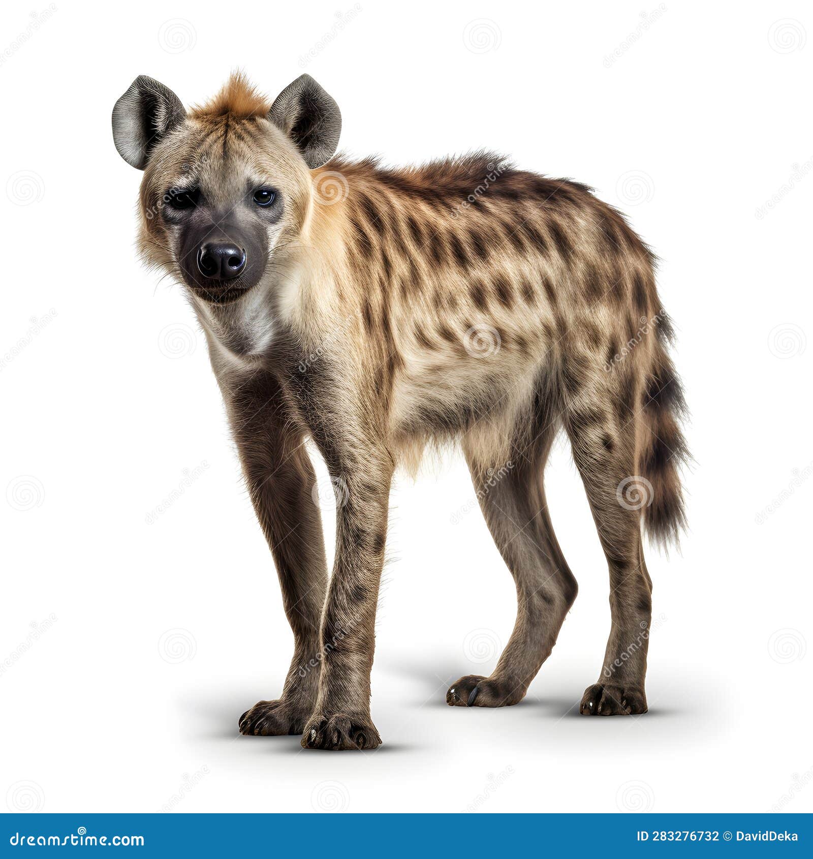 Spotted Hyena Standing In Front Of A White Background With Shadow Stock ...