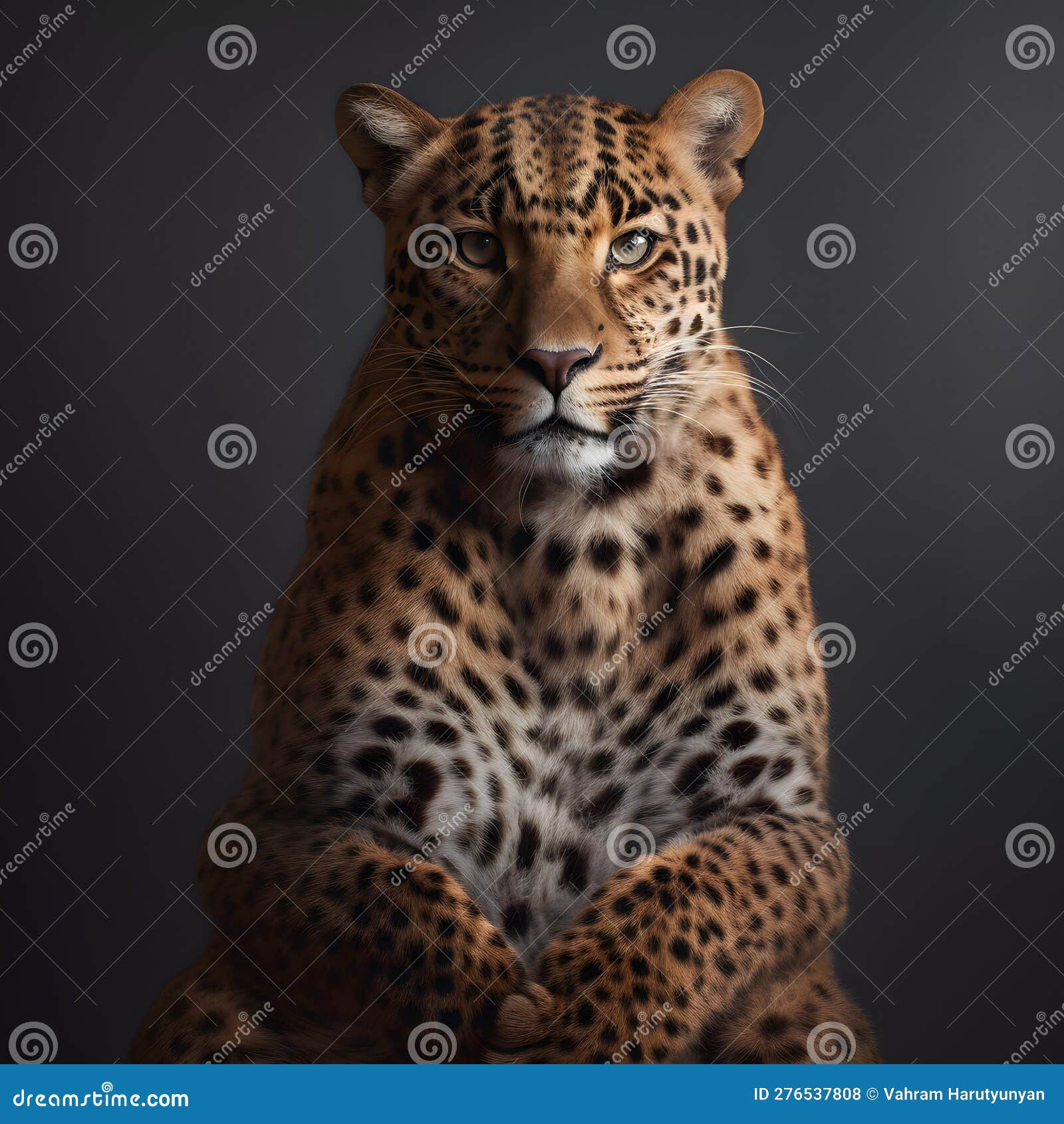 Spotted Leopard Standing in Front Stock Illustration - Illustration of ...