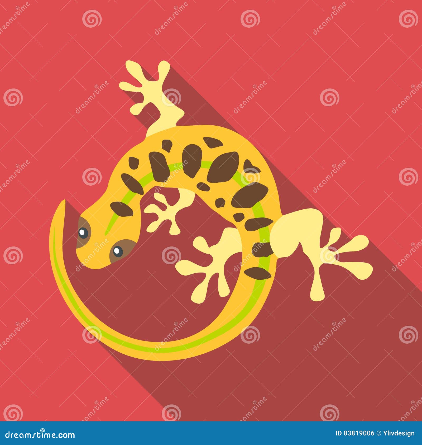 Spotted Lizard Icon, Flat Style Stock Vector - Illustration of brown ...