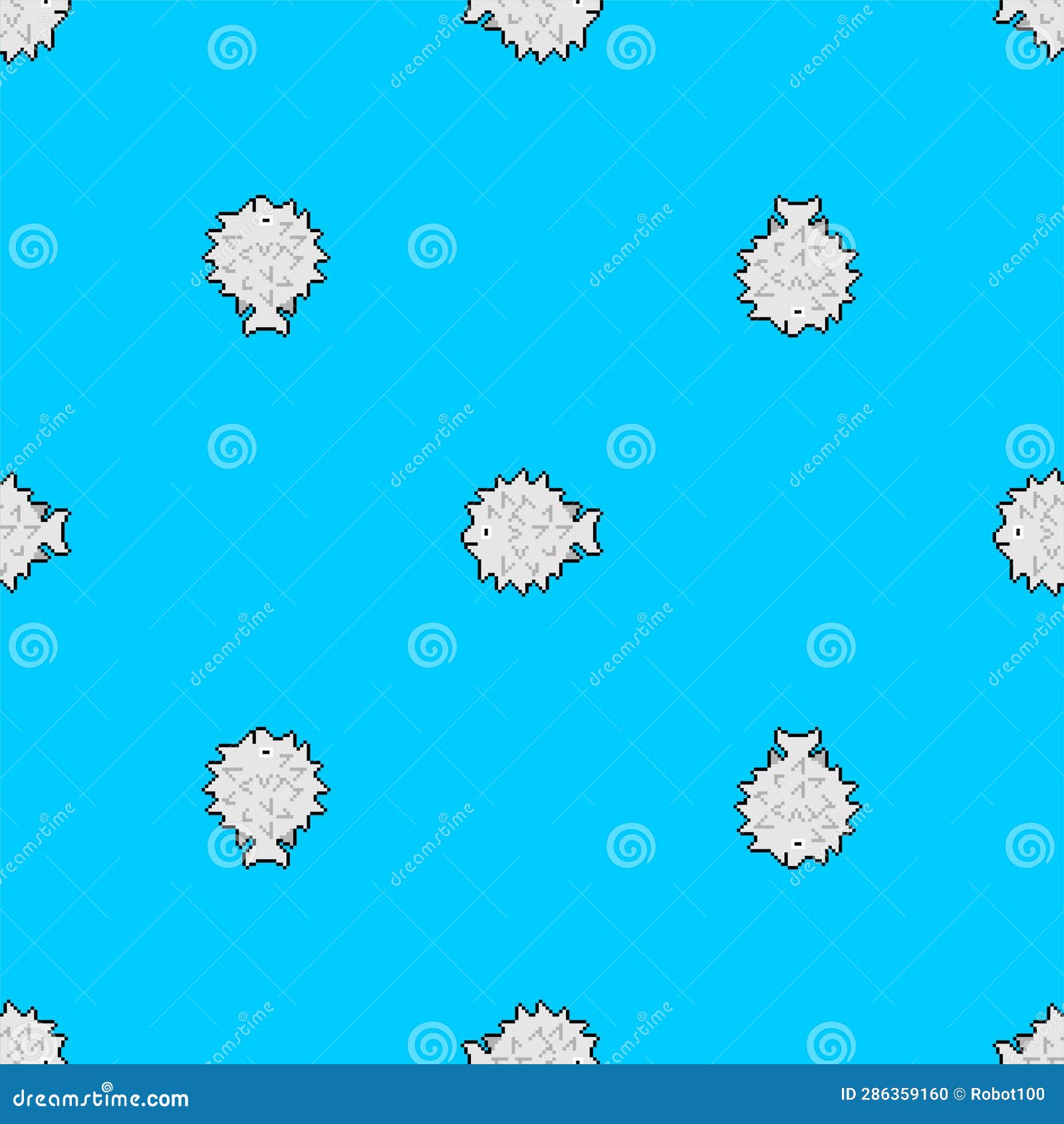 Spotted Puffer Pixel Art Pattern Seamless. 8 Bit Baby Fabric Texture ...