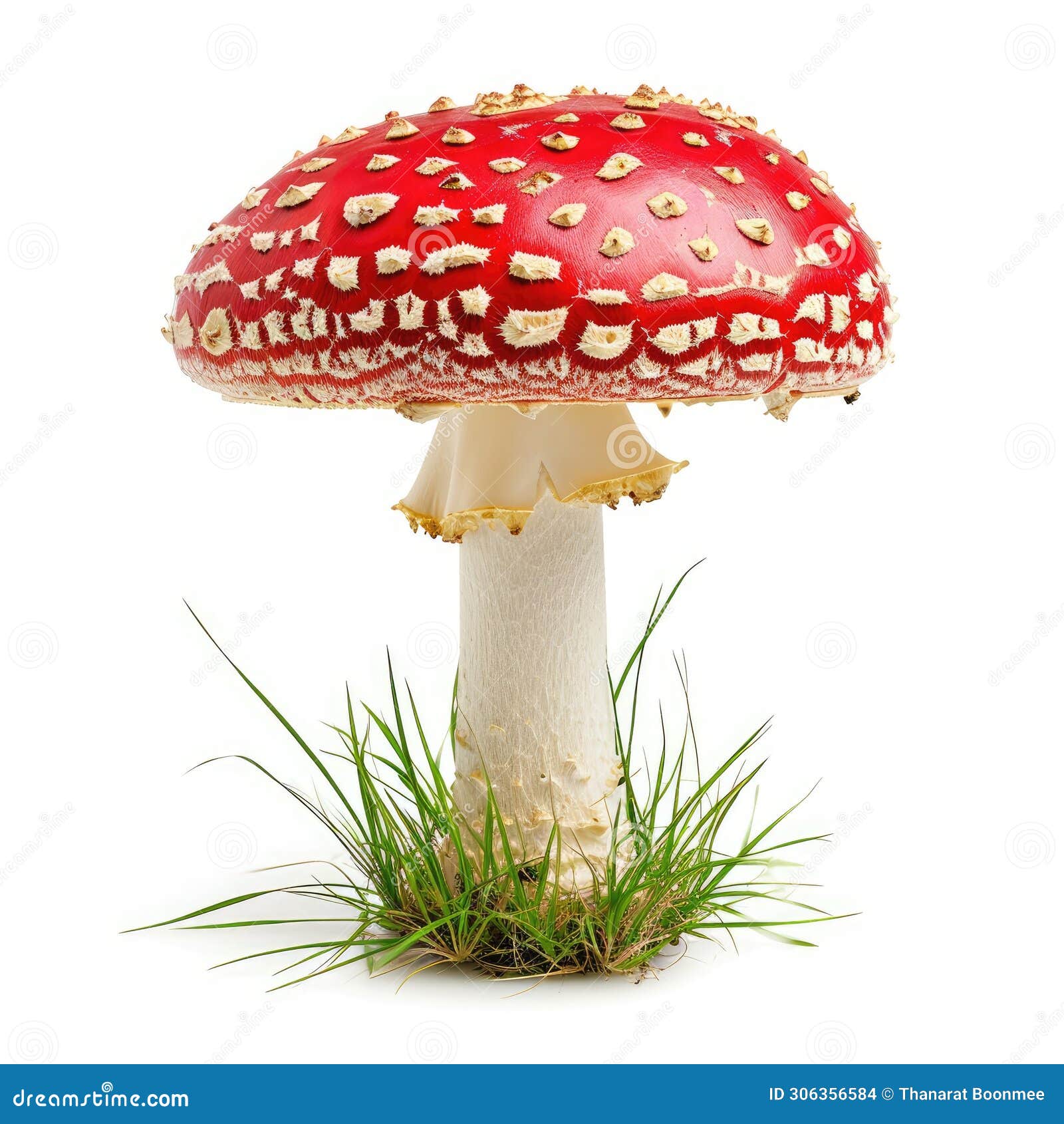 Spotted Red and White Toadstool Mushroom Isolated on White Background ...
