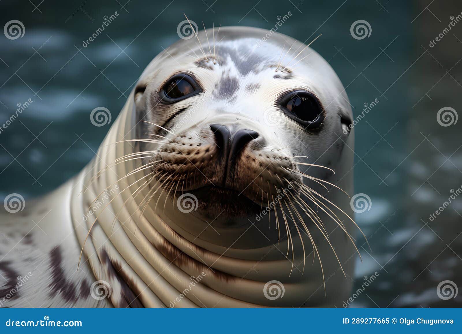 Spotted Seal in the Water with Sparkling Eyes Stock Image - Image of ...