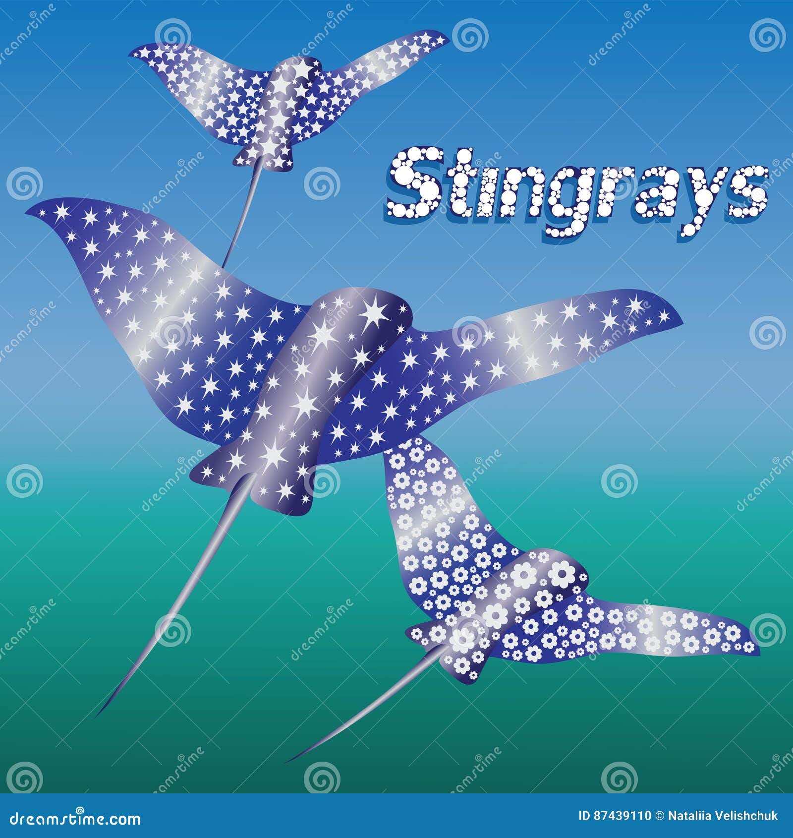 Spotted Stingrays. Undersea World. Vector Illustration | CartoonDealer ...