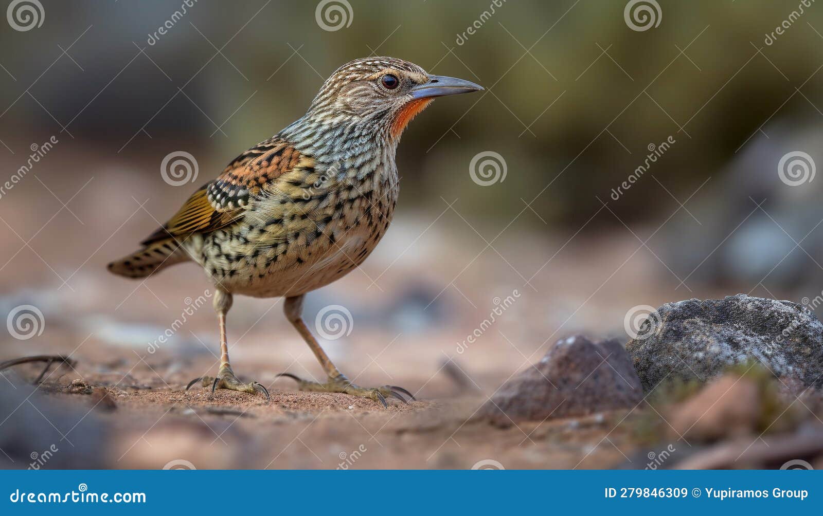 Spotted Thrush Perching on Branch, Watching Winter Forest Tranquility ...