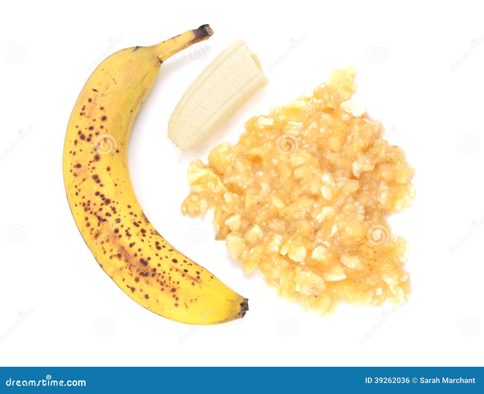 Spotty, Overripe Banana with Mashed Fruit Stock Photo - Image of banana ...