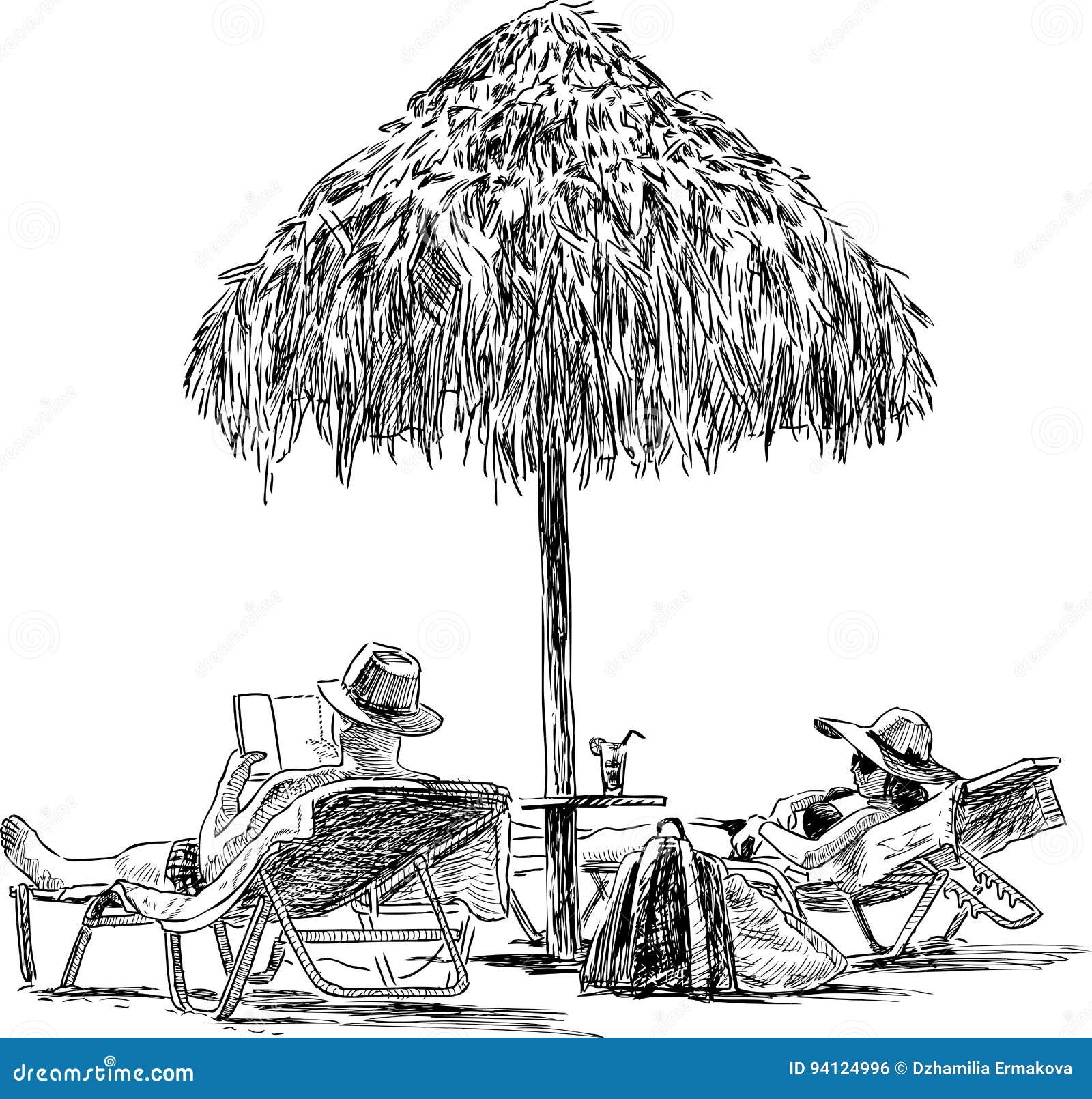 The Spouses on the Beach Sunbathing Stock Vector - Illustration of ...