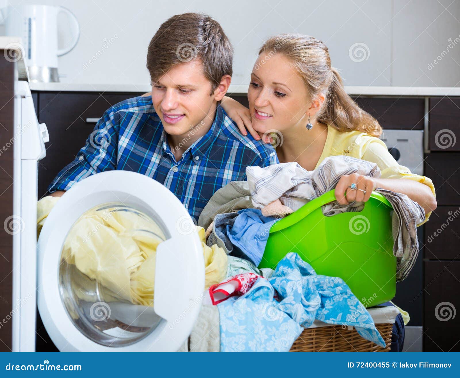 Spouses Doing Regular Laundry Stock Image - Image of friends, housewife ...