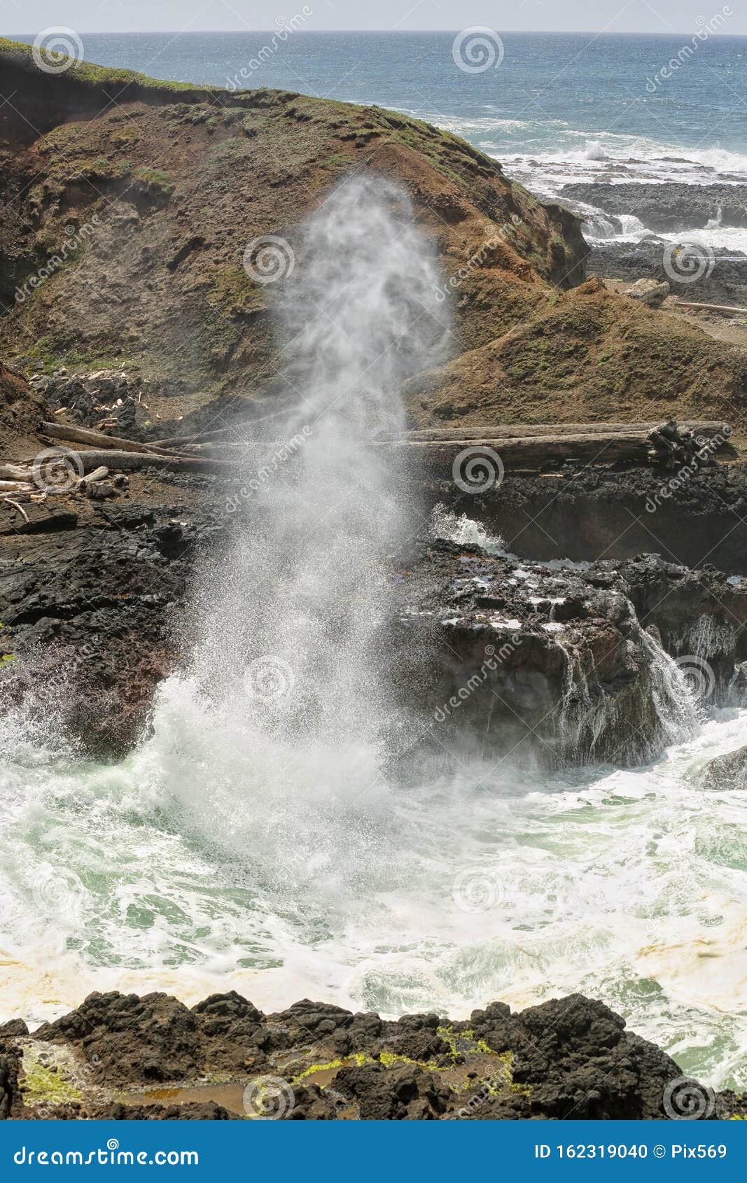 Spouting Horn on the Oregon Coast Stock Photo - Image of industry ...