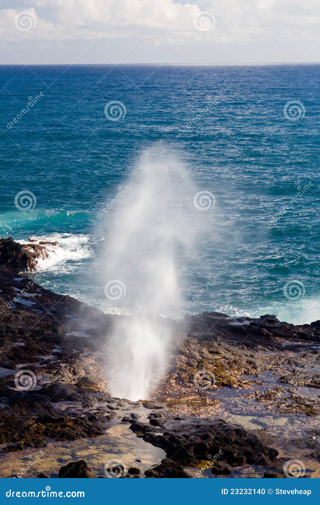 Spouting Horn Off Poipu in Kauai Stock Photo - Image of horn, lava ...