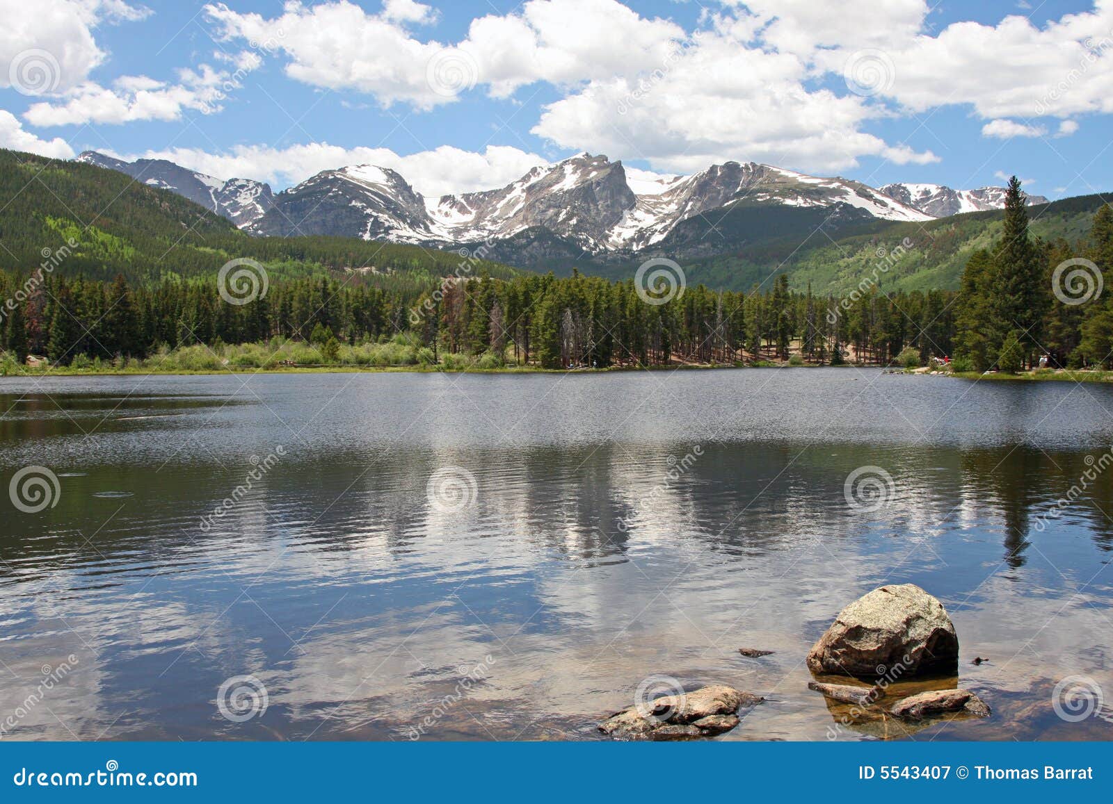 Sprague Lake in Colorado stock image. Image of mountains - 5543407