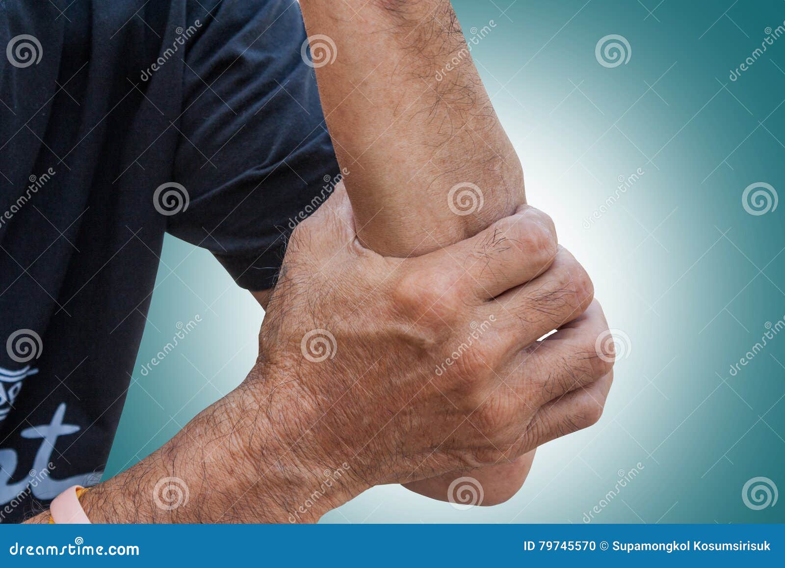 The Sprain. Muscles Tension on Old Man Hand in Background Stock Photo ...