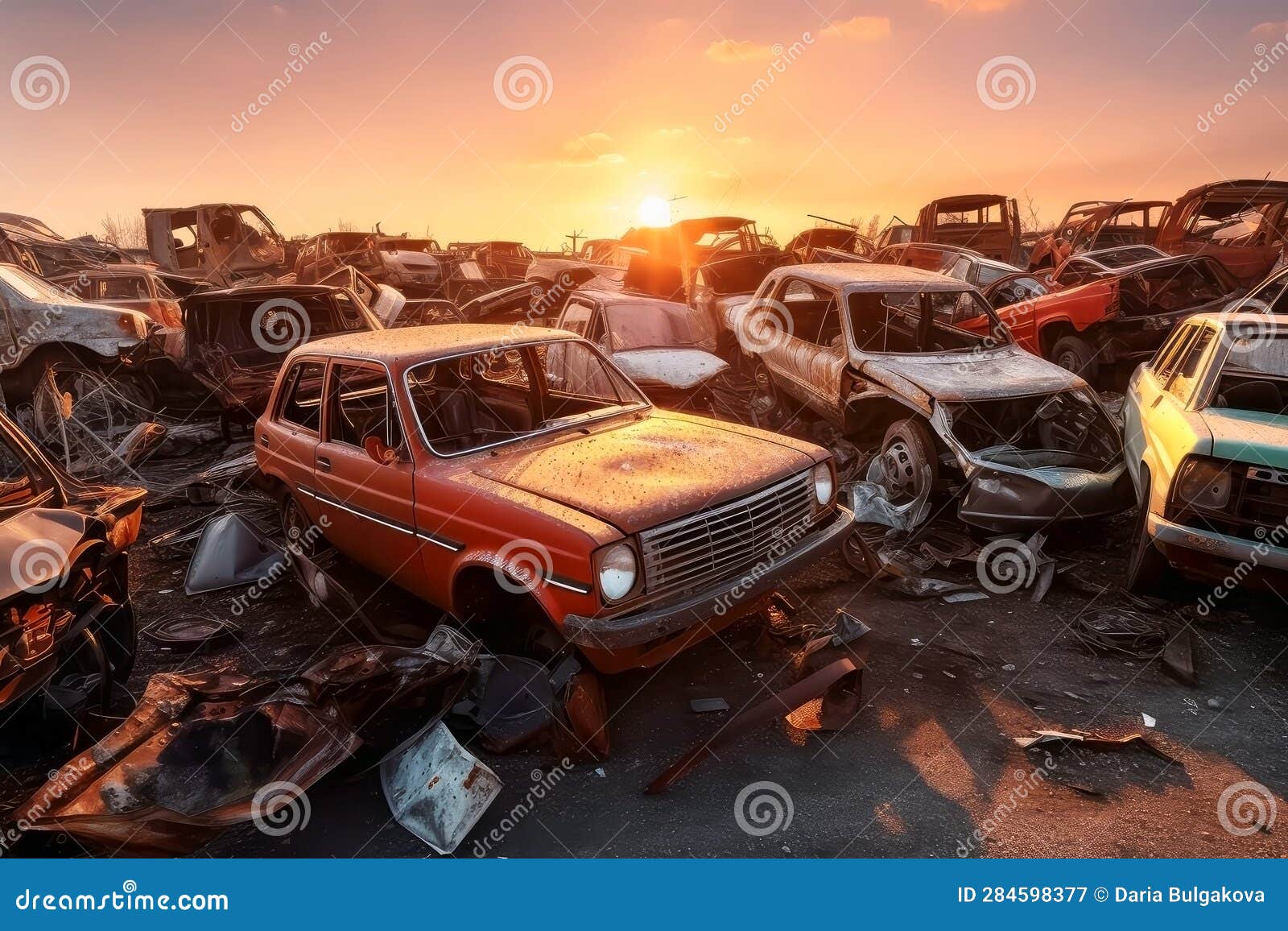 A Sprawling Car Graveyard Symbolizing the Environmental Impact of ...