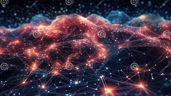 A Sprawling, Interconnected Web of Glowing Nodes, with Data Flowing ...