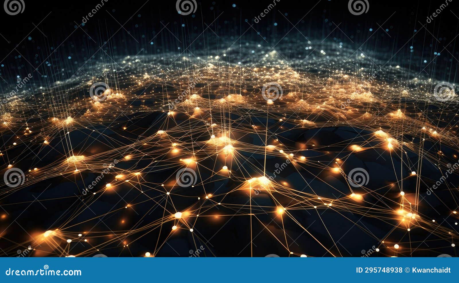 A Sprawling, Interconnected Web of Glowing Nodes, with Data Flowing ...