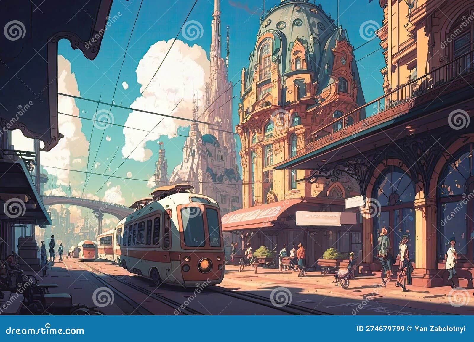 Sprawling Metropolis with Bustling Streets. Generative AI Stock ...