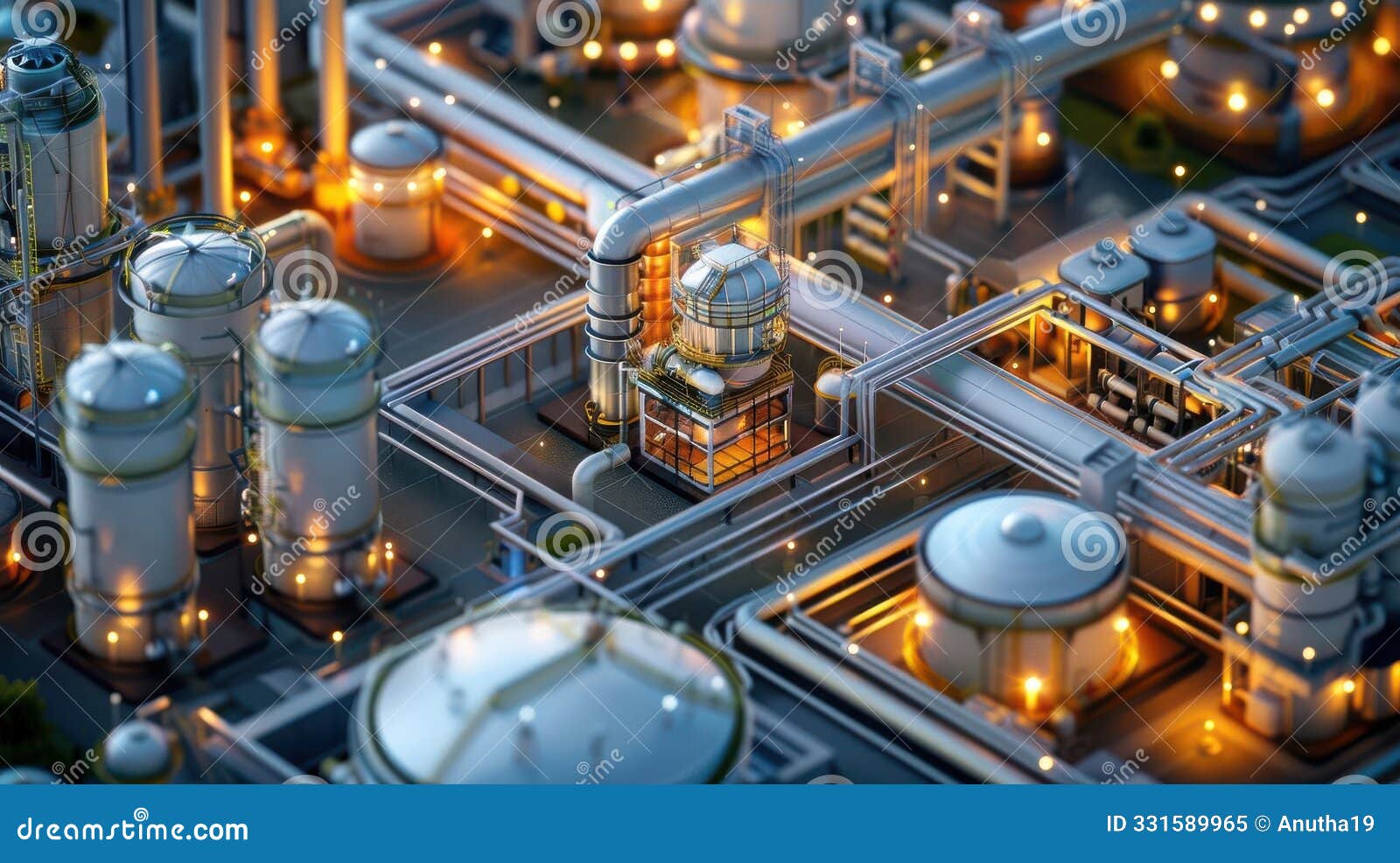 A Sprawling Refinery Complex with Illuminated Structures, Intricate ...