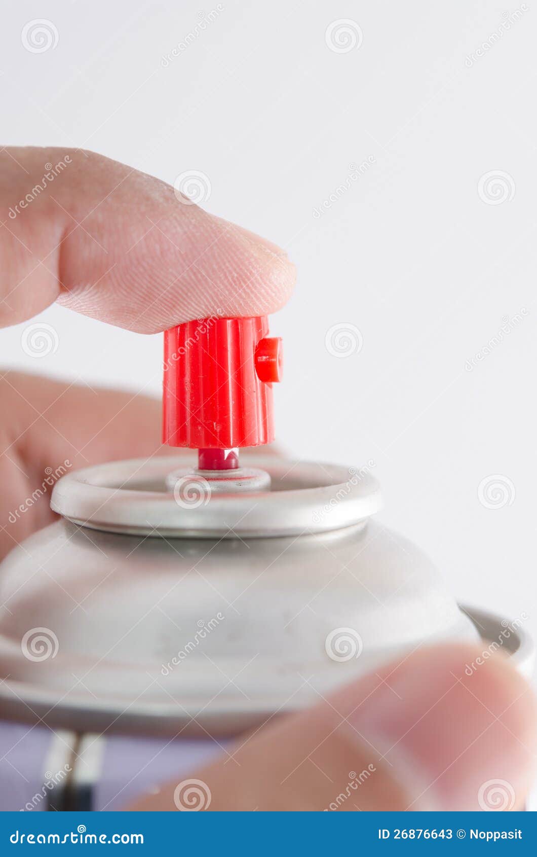 Spray in Action with Finge on Button Stock Image - Image of design ...