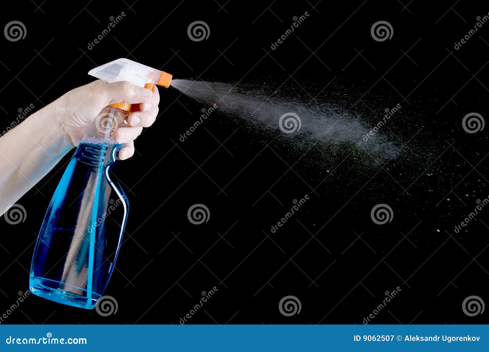 Spray Bottle on Black Closeup Stock Image - Image of washer, container ...