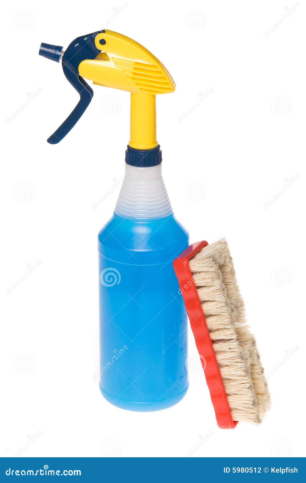 Spray Bottle of Cleaner with Brush Stock Photo - Image of cleaner ...