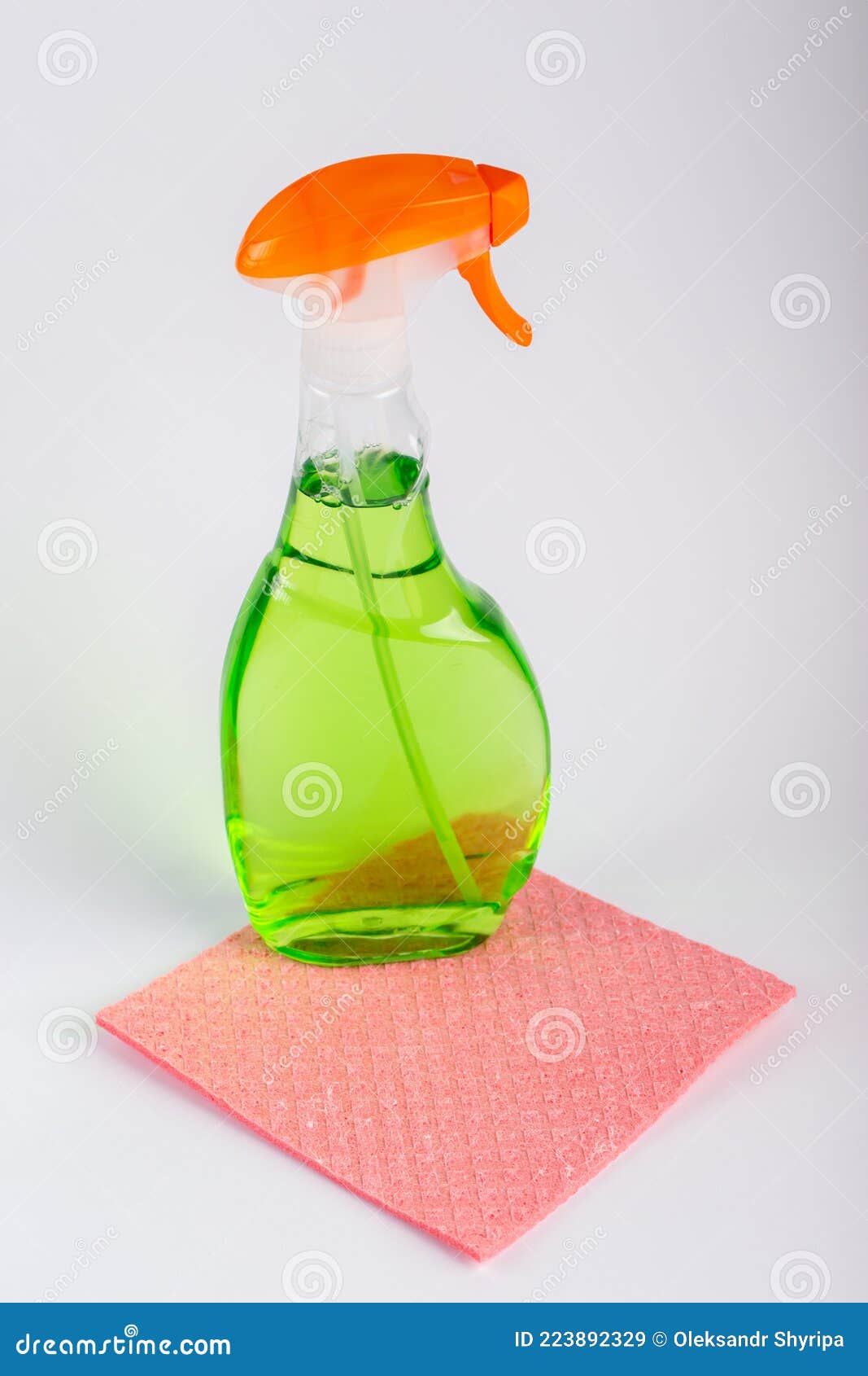 Spray Bottle and Cleaning Cloth on White Background Stock Image - Image ...