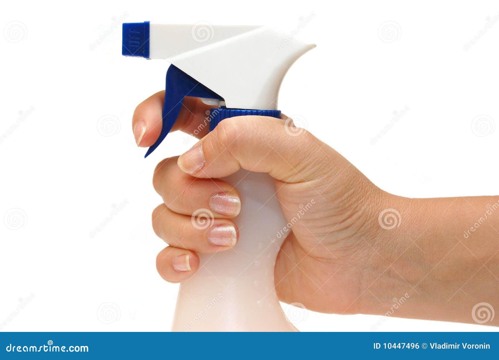 Spray Bottle In Hand Isolated On White Background Royalty Free Stock ...