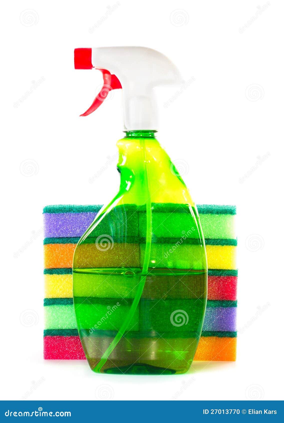 Spray Bottle for a Stack of Sponges Stock Photo - Image of housekeeping ...