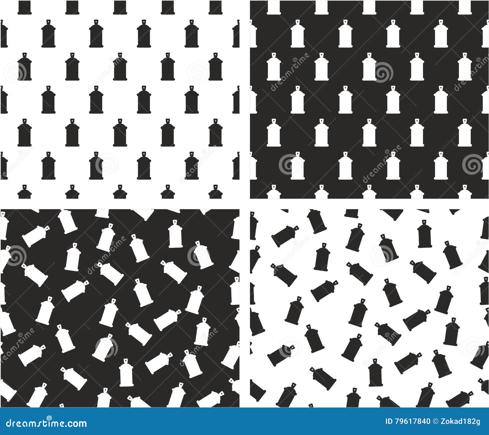 Spray Can Aligned & Random Seamless Pattern Set Stock Vector ...
