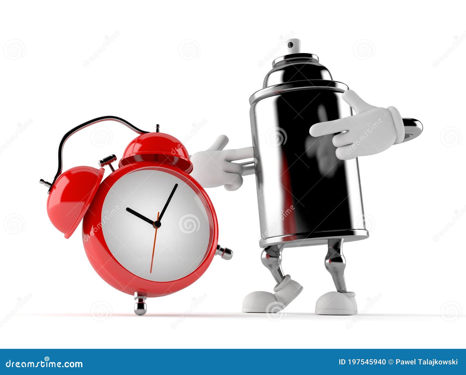 Spray Can Character with Alarm Clock Stock Illustration - Illustration ...