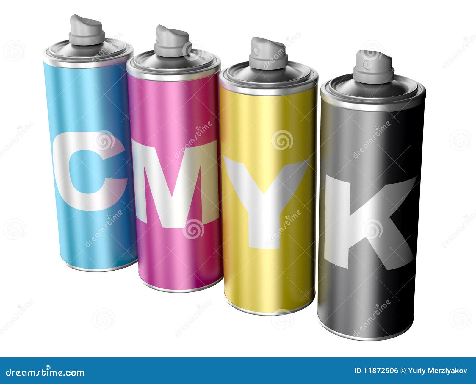 Spray cans with CMYK color stock illustration. Illustration of bottle ...
