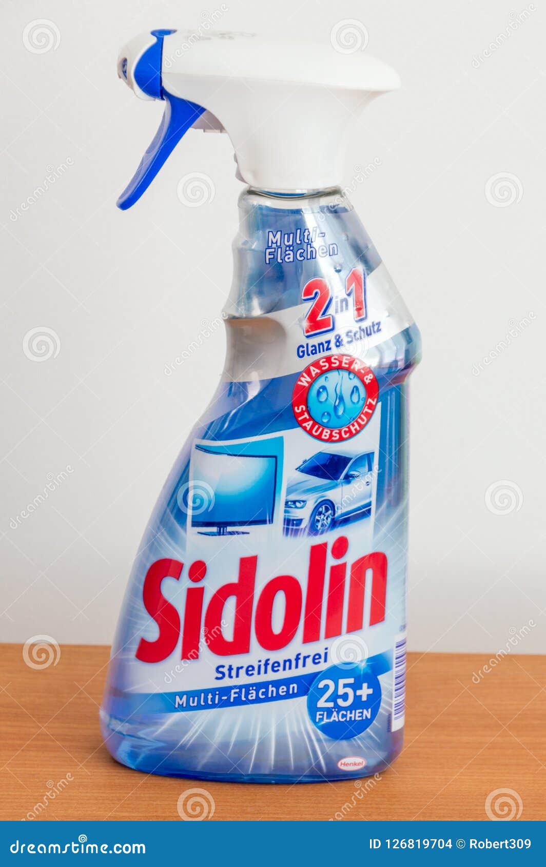 Spray For Cleaning Glass And Windows Of Sidolin Blue Container With German Sidolin Applicator