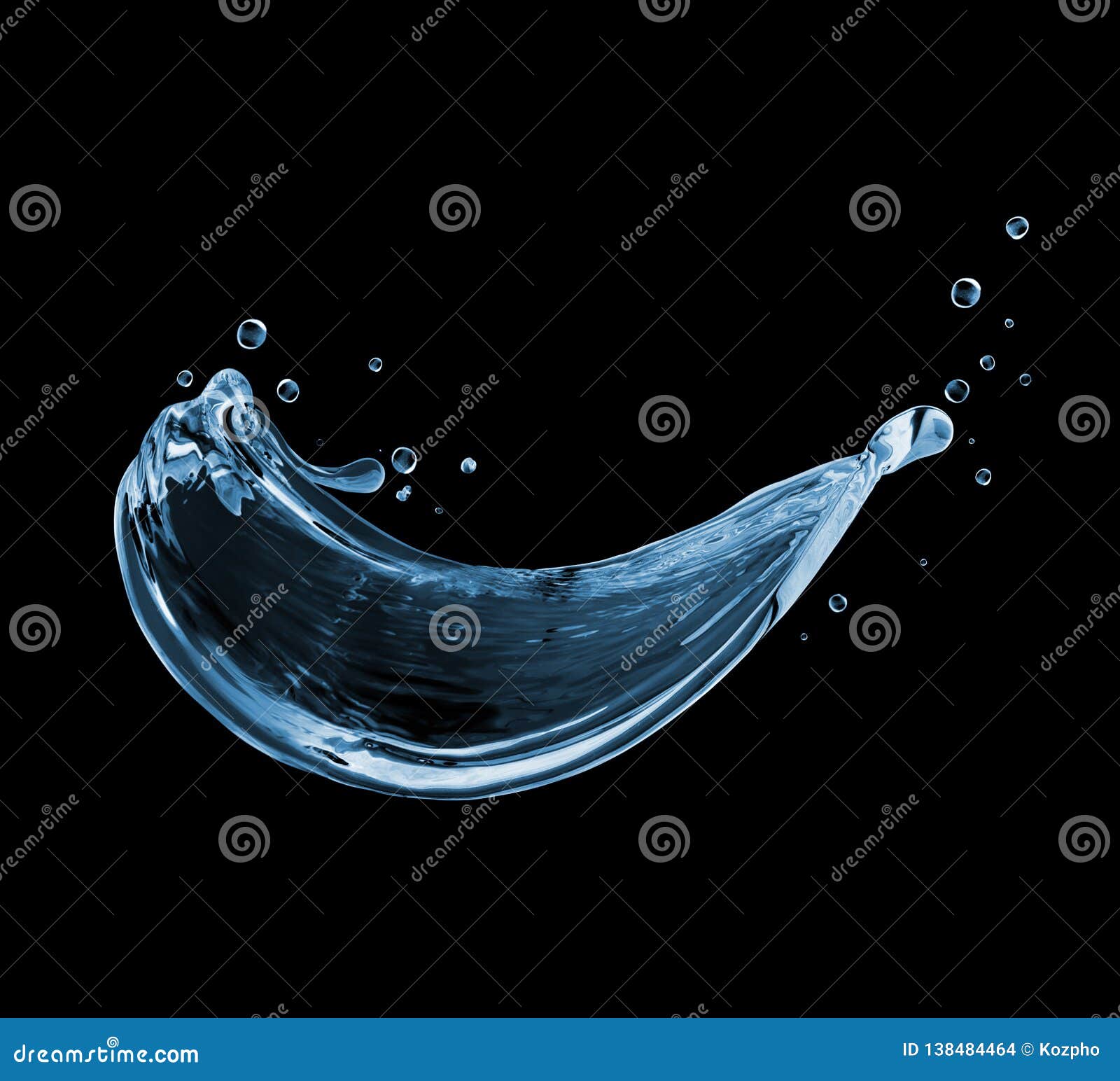 Spray of Fresh Water Closeup on Black Background Stock Photo - Image of ...