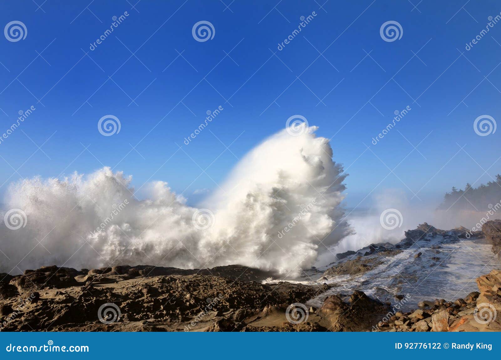 Spray from Huge Waves at Shore Acres State Park, Oregon Stock Photo ...