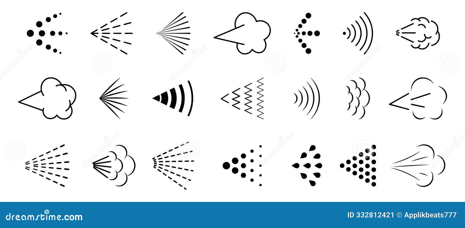 Spray Icons Collection. Set of Aerosol Steam Icons in Black Stock ...
