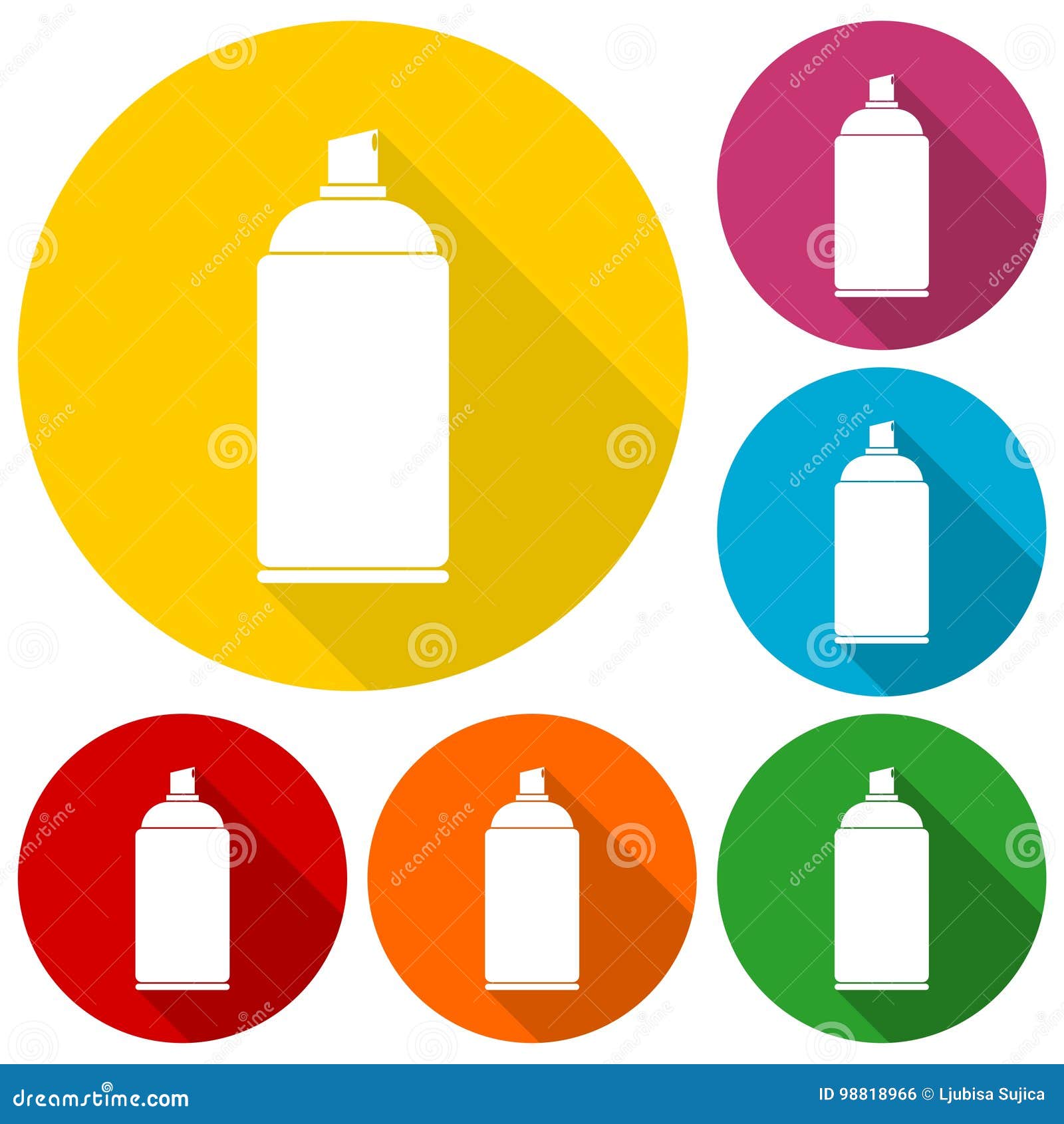 Spray Icons Set with Long Shadow Stock Vector - Illustration of ...