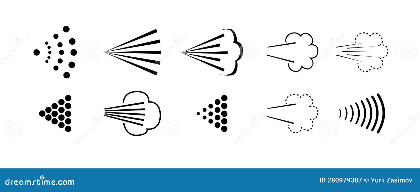Spray Icons Set. Spray Steam Icons. Cleanning Deodorant Sprayed Line ...