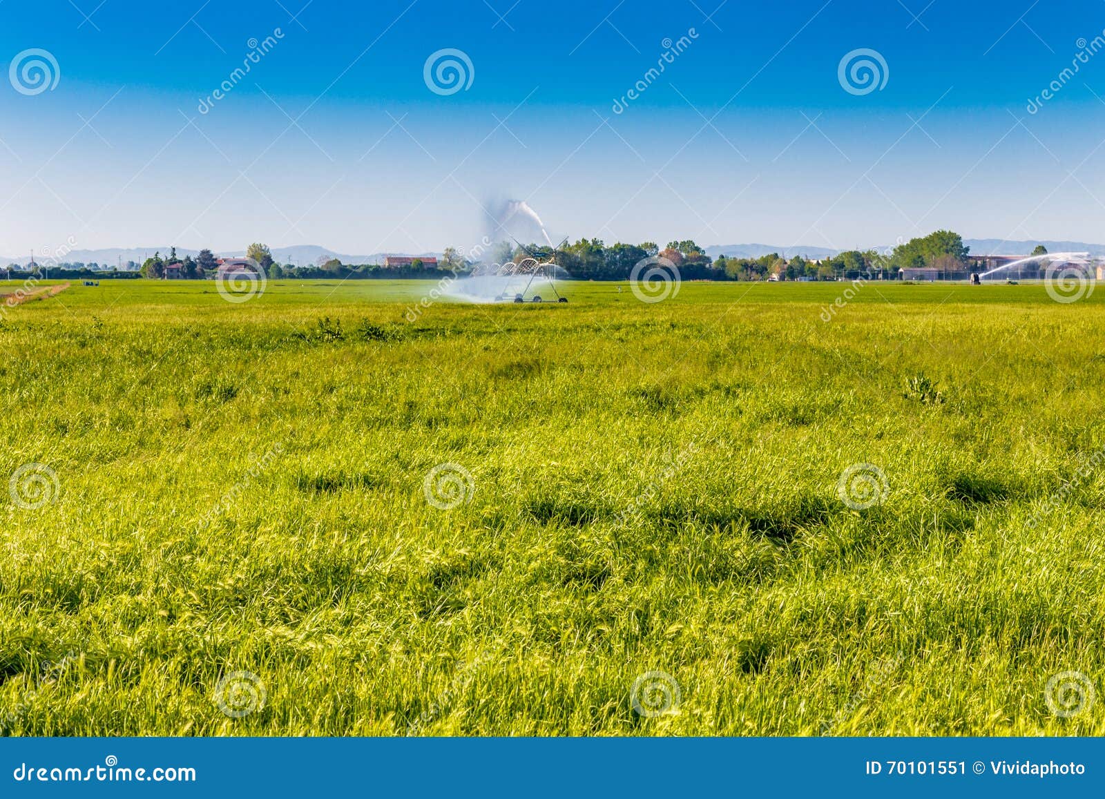 Spray irrigation of fields stock image. Image of farm - 70101551