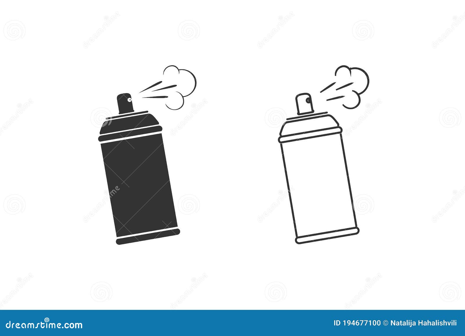 Spray Line Icons. Cleaning And Painting Spray Symbols For Labels And ...