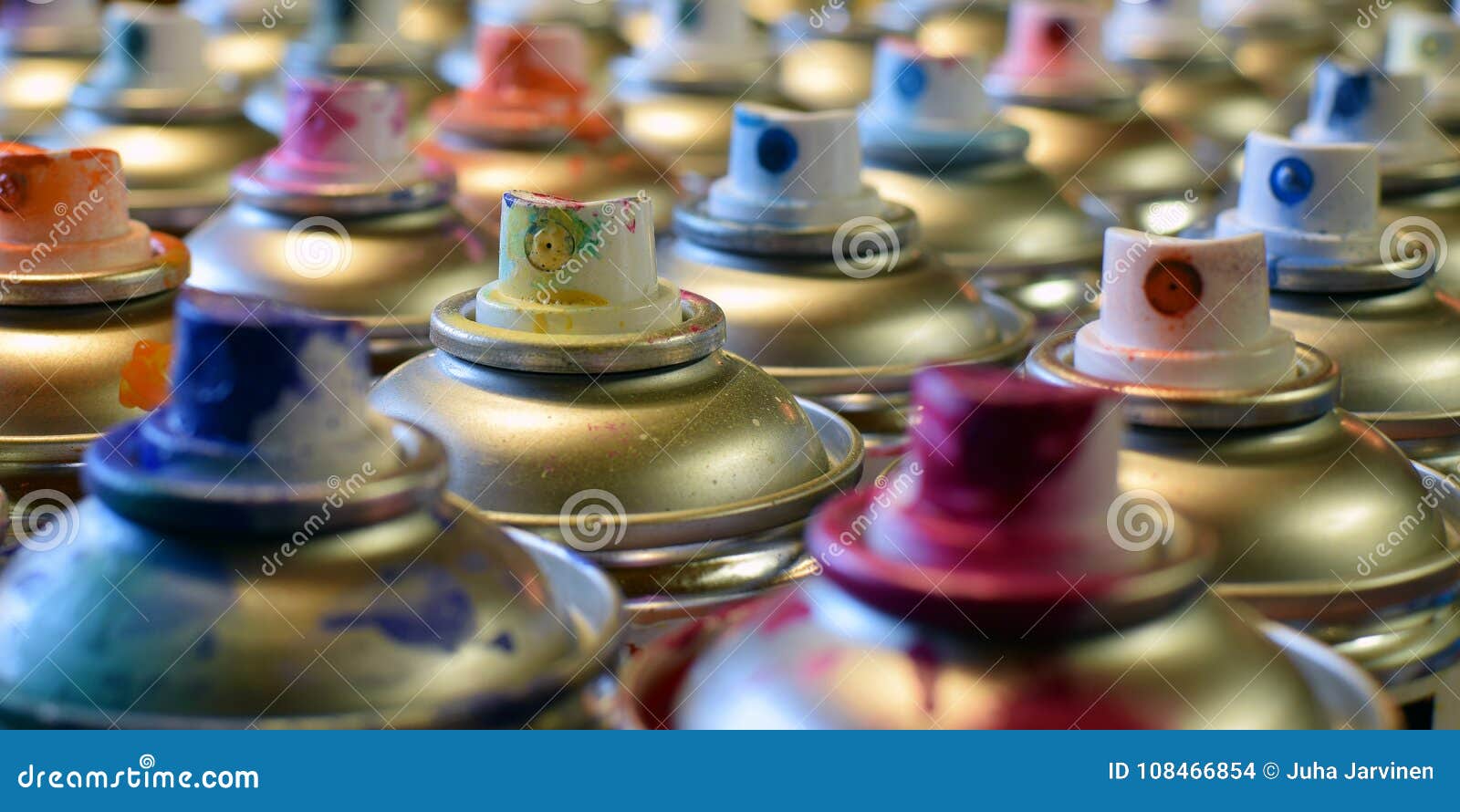 Spray paint cans stock photo. Image of side, colourful - 108466854