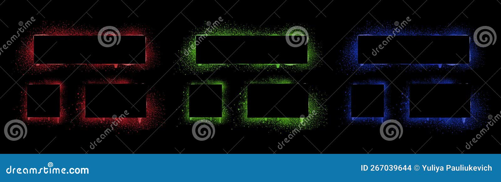 Spray Paint Frames, Colour Brush Graffiti Borders Stock Vector ...