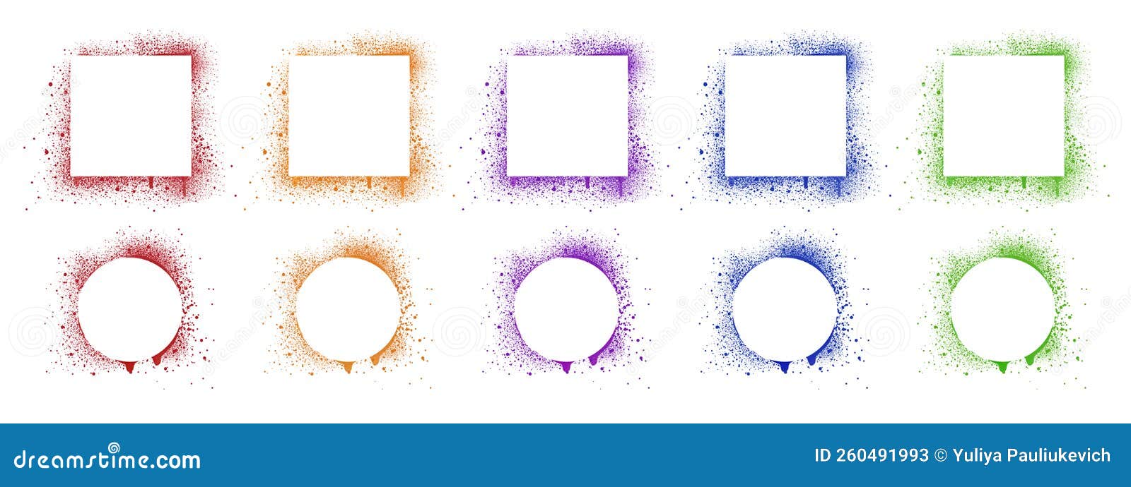 Spray Paint Frames, Colour Brush Graffiti Borders Stock Vector ...