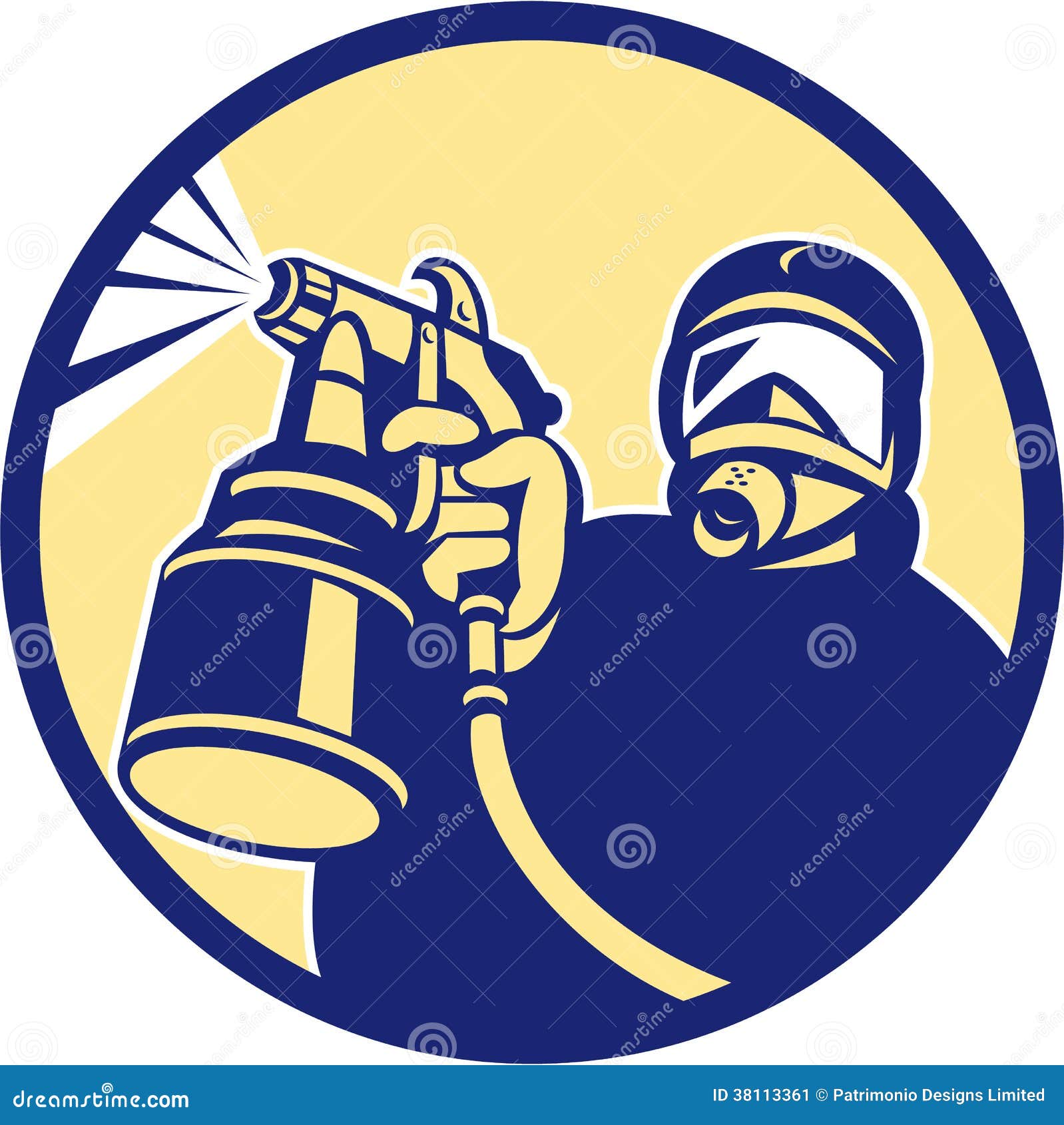 Spray Paint Gun Painter Spraying Retro Stock Vector - Illustration of ...